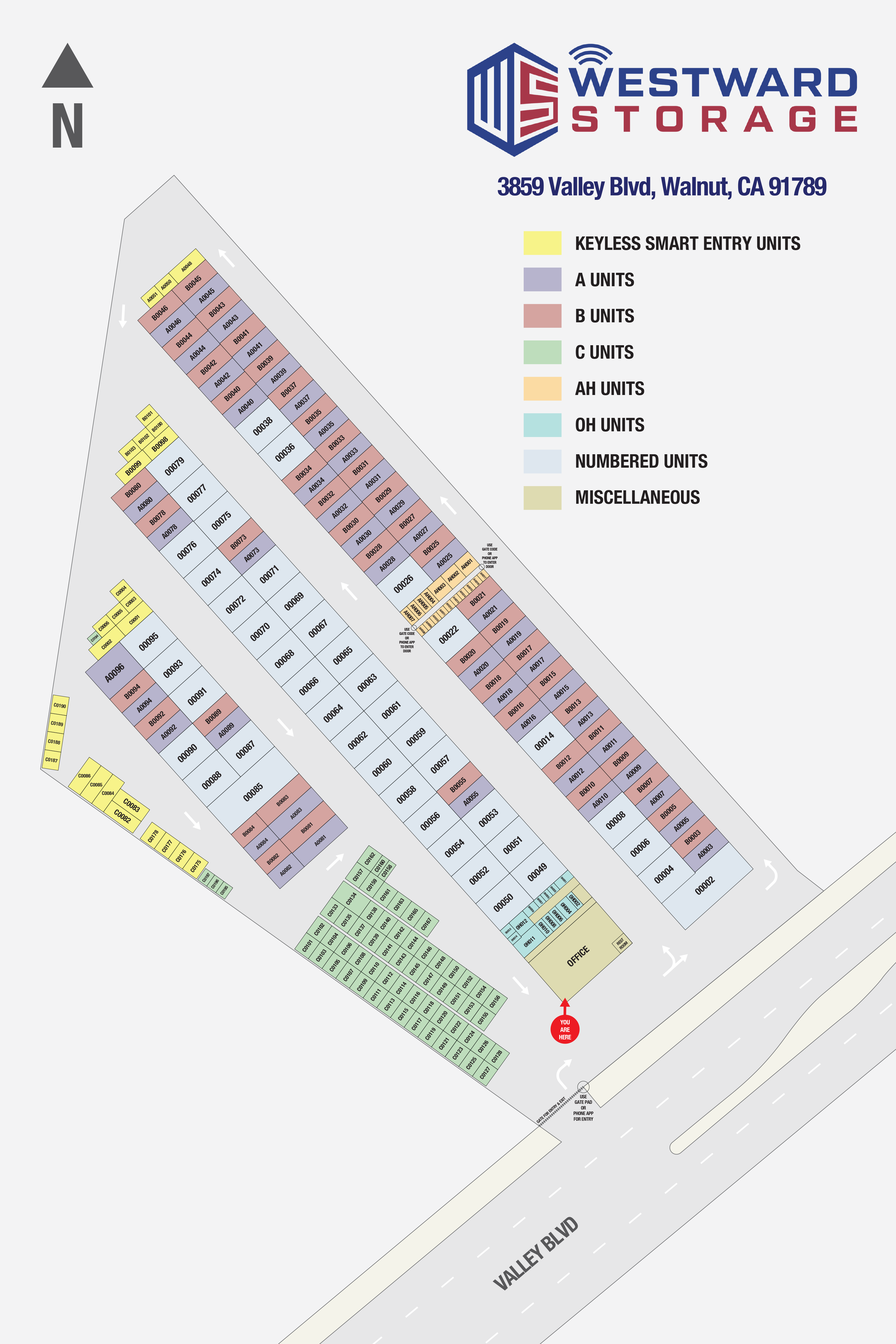 Facility Map – Westward Self Storage Walnut CA